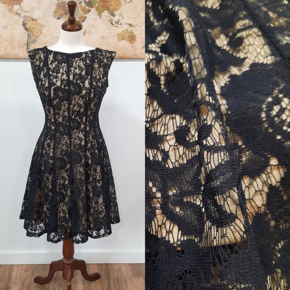 Metaphor | Dresses | Fit Flare Black Lace Midi Dress Metaphor Dress ...